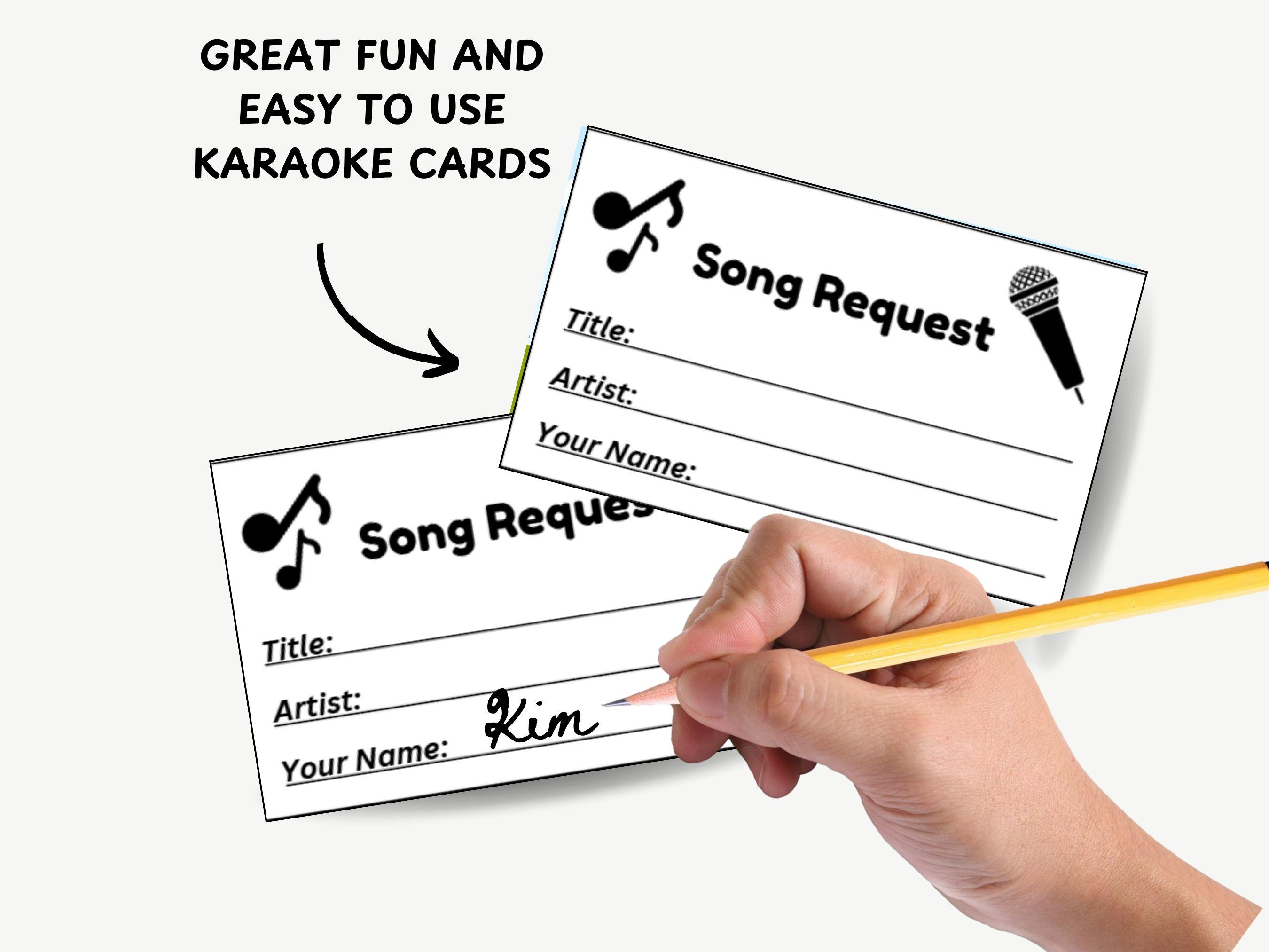 Song Request Cards for Karaoke Events, Printable Karaoke Slips, Print ...