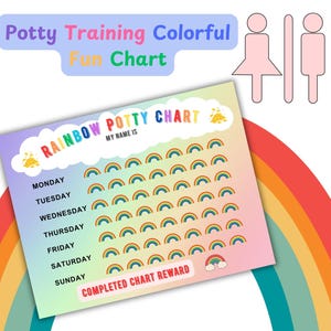 Rainbow Potty Training Chart, Kids Reward Fun Chart, Printable Potty ...
