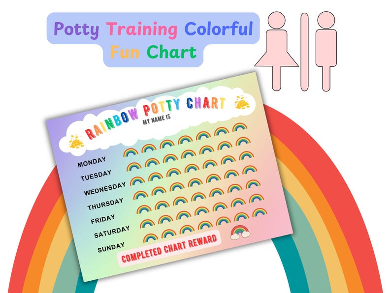 Rainbow Potty Training Chart, Kids Reward Fun Chart, Printable Potty ...