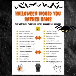 Spooky Halloween Fun Printable Would You Rather Game Halloween Party ...