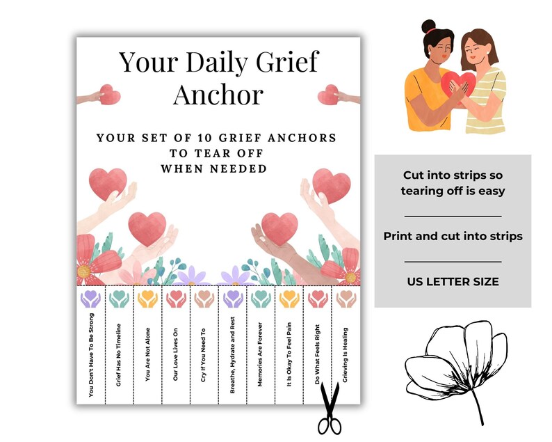 Grief Support Tear-off Flyer, Printable Grief Anchors, Encouragement ...