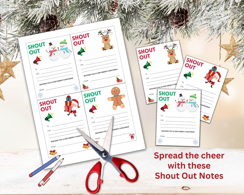 Christmas Shout Out Notes, Printable Shout Outs, Encouragement Cards ...