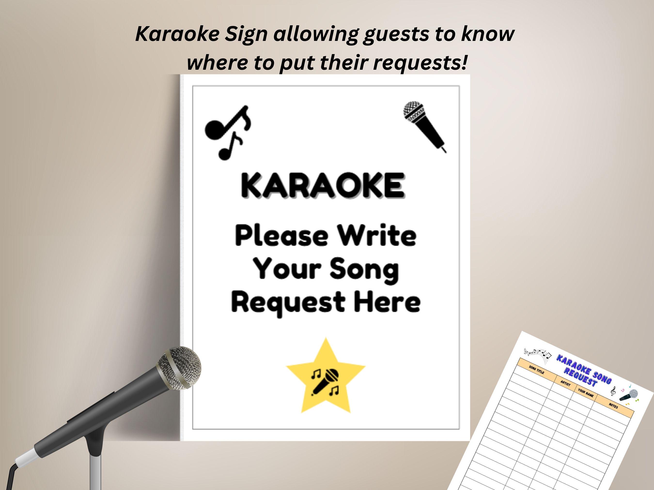 Karaoke Printable Signs, Song Request Karaoke Sheet, Karaoke ...
