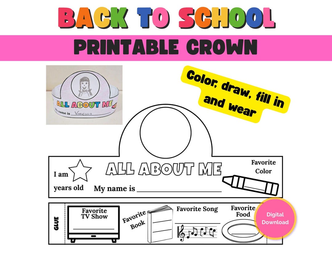 All About Me Paper Crown Printable, Back to School Activity for Kids ...