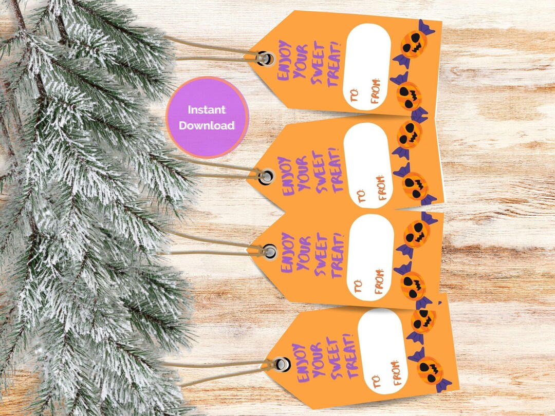 Sweet Treat Lolly Halloween Gift Tags, Printable Halloween Treat Bag ...
