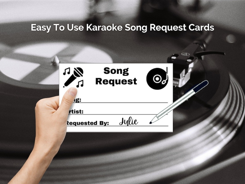 Printable Song Request Cards for Karaoke Events, Karaoke Slips, Print ...