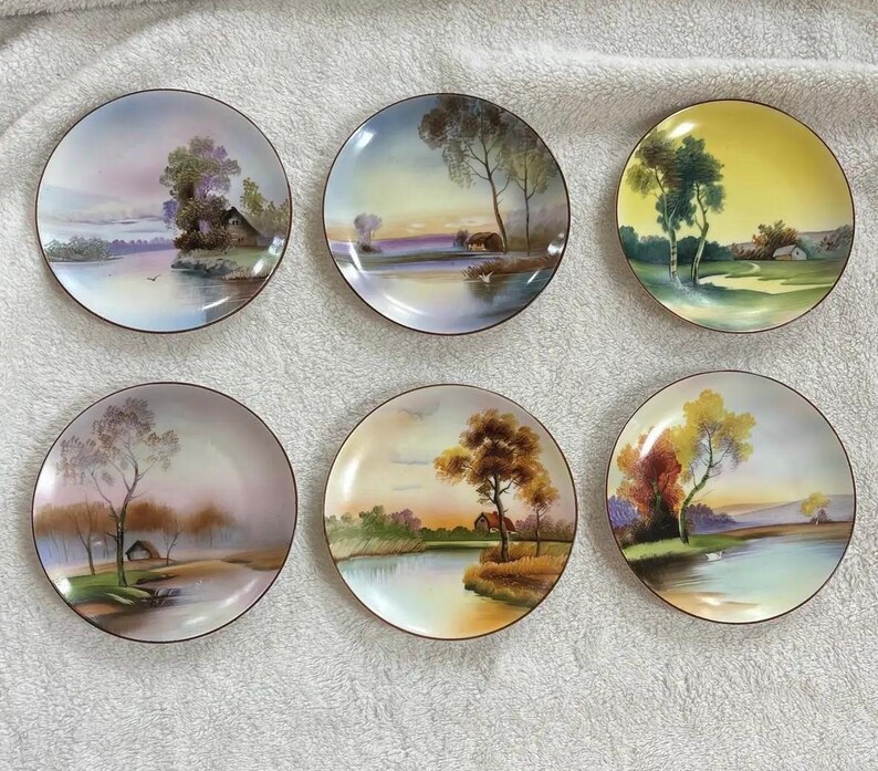 Vintage Hand Painted Nippon Plates, Set of 6, 6" Across - Etsy