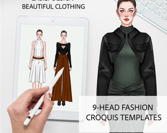 Fashion Figure Templates, 3 Different Skin Tones, Female Croquis ...