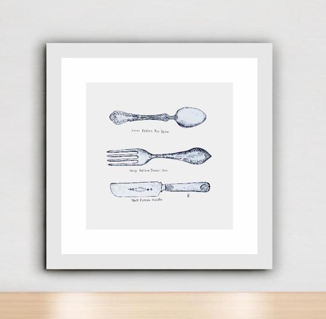 Giclée Print Drawing Cutlery Silver Silverware / Calligraphy ...