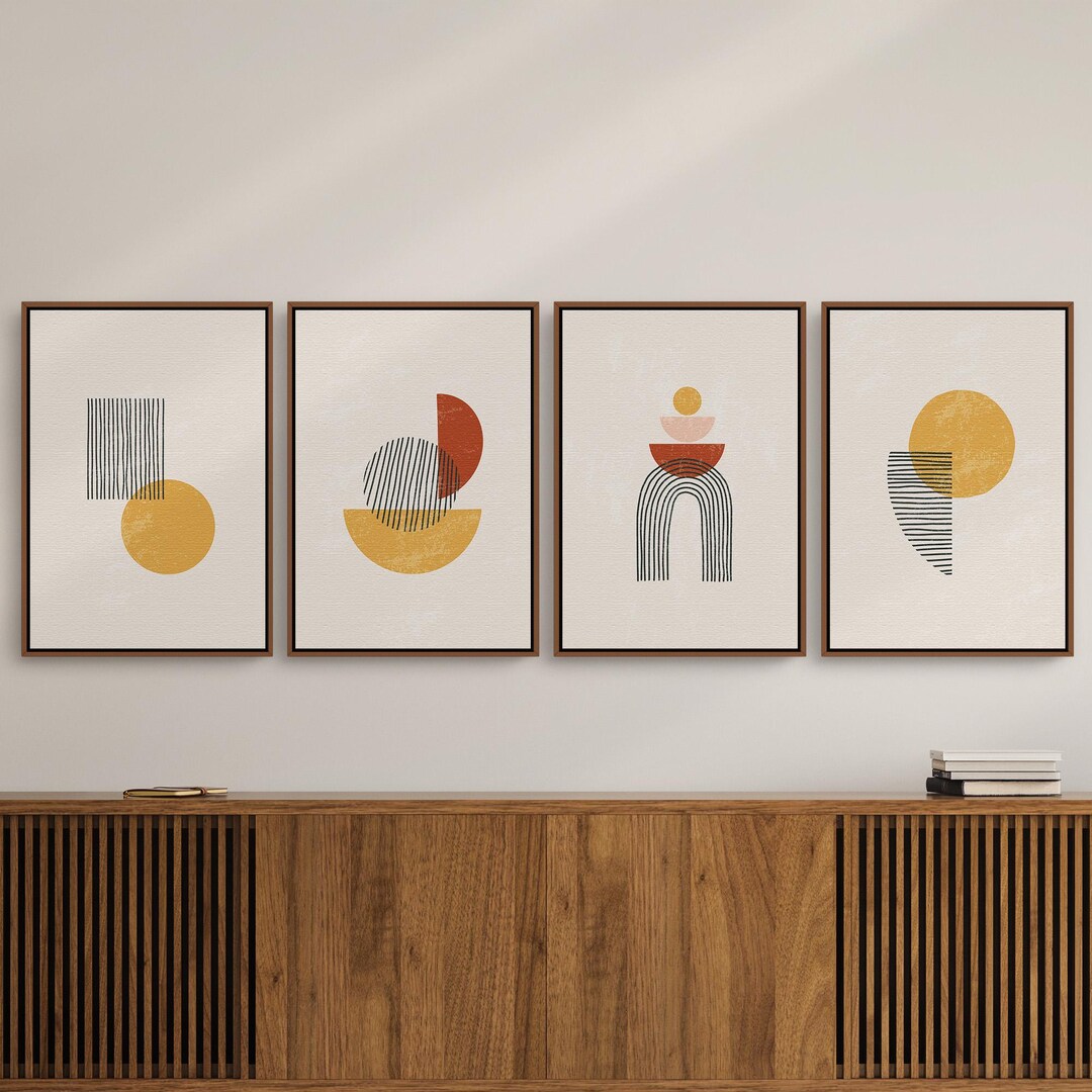 Mid Century Modern Printable Wall Art, Set of 4 Neutral MCM Boho Prints ...