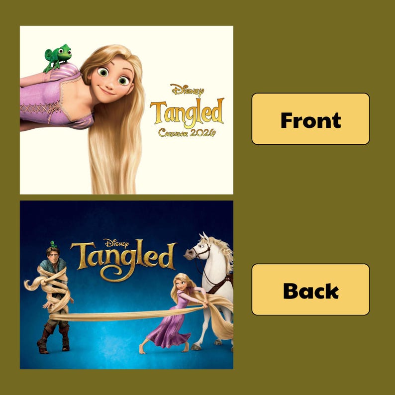 Rapunzel 2026 Wall Calendar, Disney Tangled Princess Art, Magical Long ...