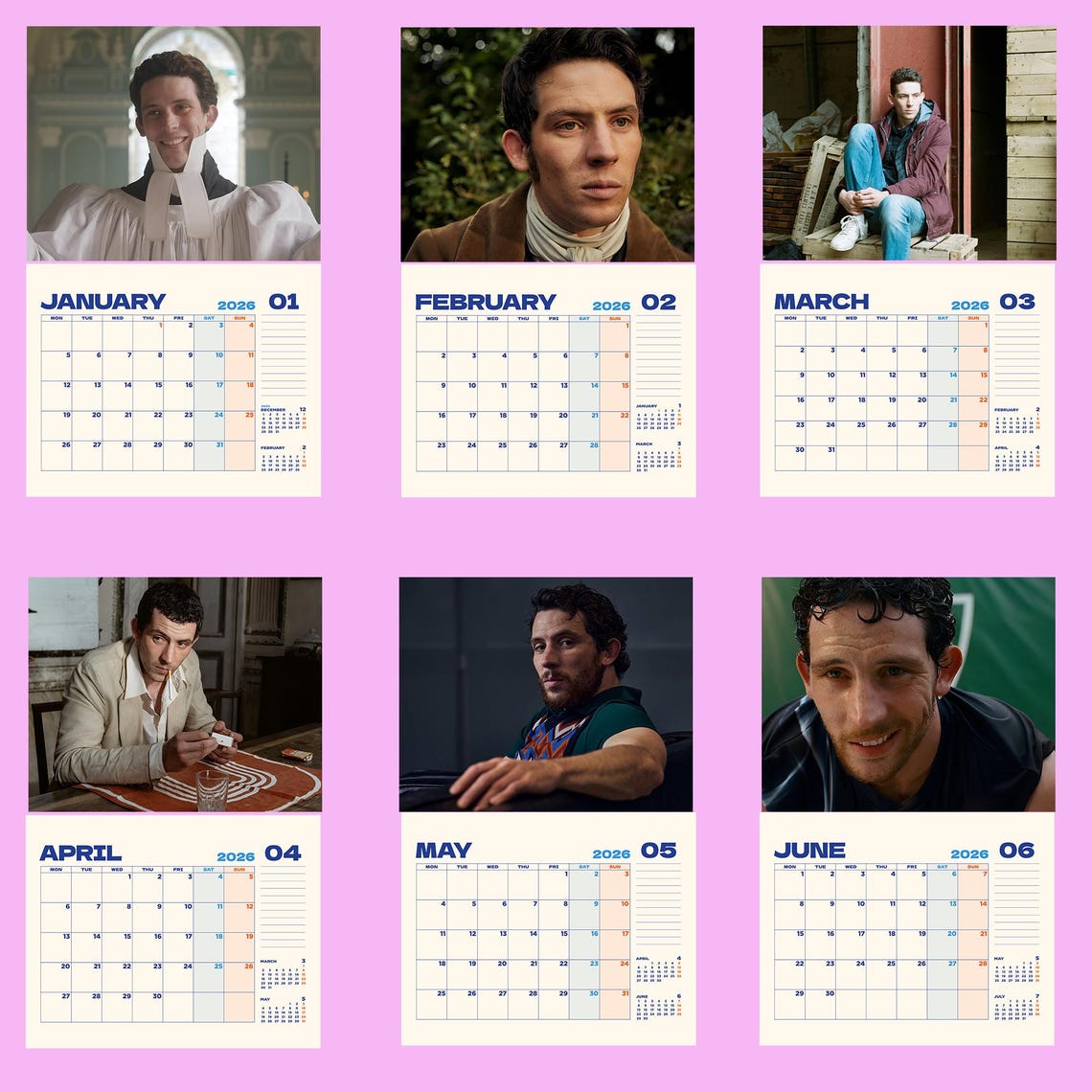 Josh O'connor 2026 Wall Calendar, British Actor Merch Gift for Film ...