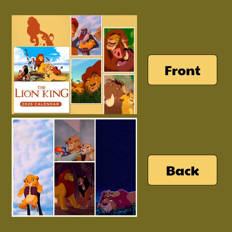 The Lion King 2026 Wall Calendar, Simba, Mufasa, Timon & Pumbaa, Disney ...