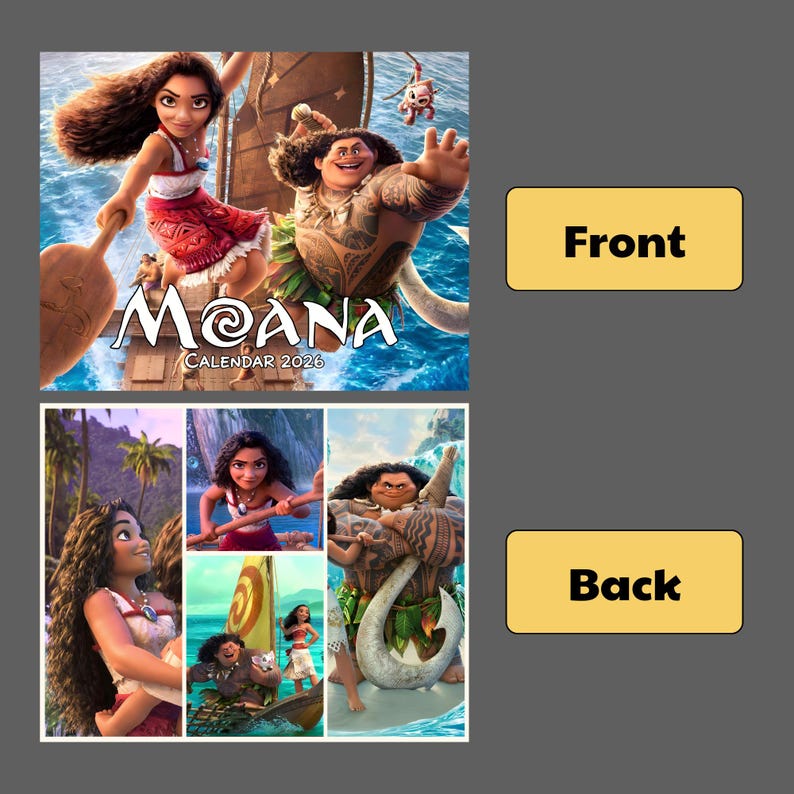 Moana 2026 Wall Calendar, Disney Moana Ocean Adventure Art, Polynesian ...