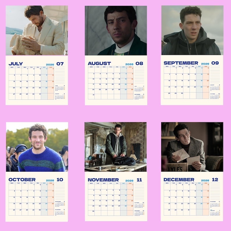Josh O'connor 2026 Wall Calendar, British Actor Merch Gift for Film ...