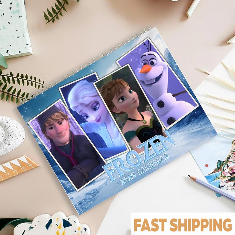 Frozen 2026 Wall Calendar, Disney Frozen Room Decor, Winter Princess ...