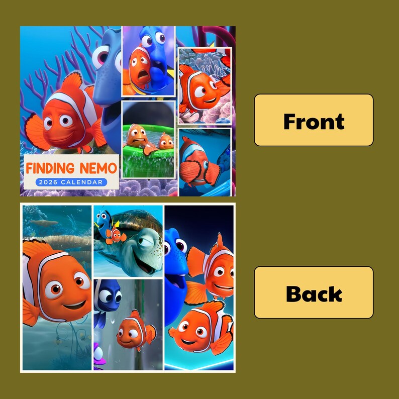 Finding Nemo 2026 Wall Calendar, Pixar Ocean Adventure Cartoon Art ...