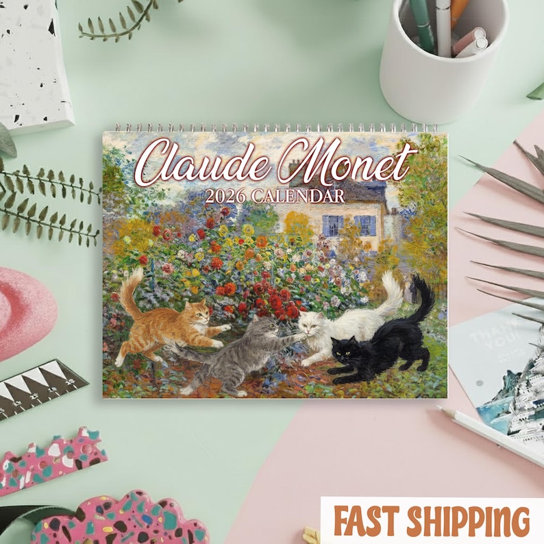 Claude Monet Cat 2026 Wall Calendar | Cats in Famous Paintings | Gift ...