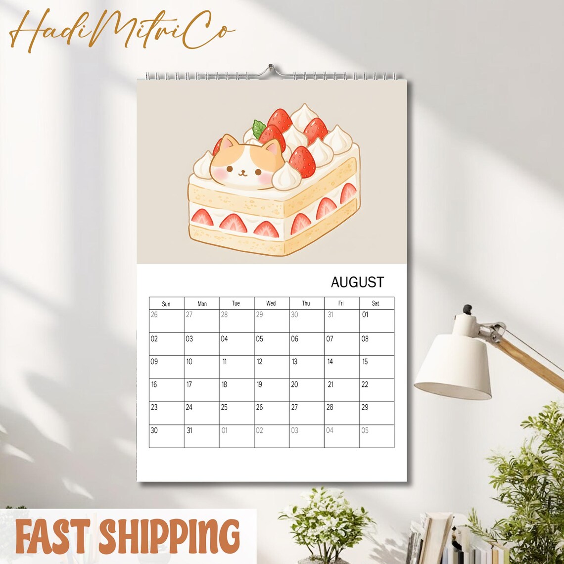 Pure Bread Cat A4 Wall Calendar 2026, Japanese Food Themed A3 Poster ...