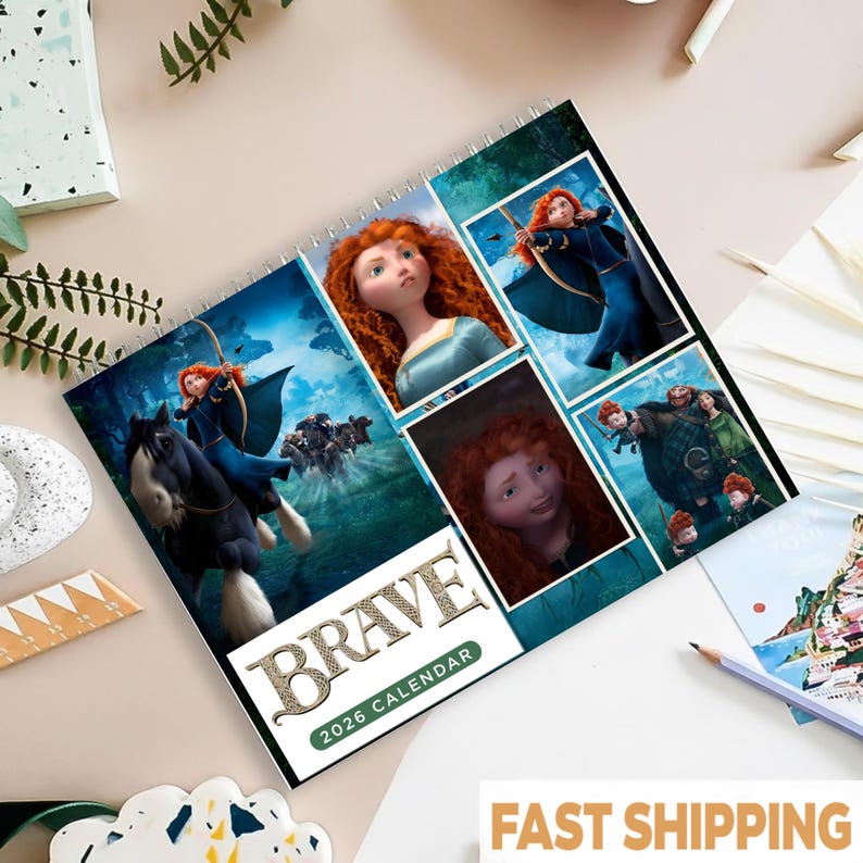 Brave Princess Merida 2026 Wall Calendar, Disney Pixar Poster, Celtic ...