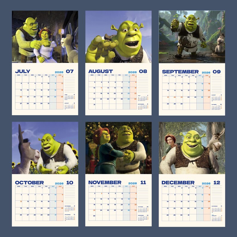 Pixar Shrek Wall Calendar 2026, Fairy Tales Monthly Planner, Bedroom ...