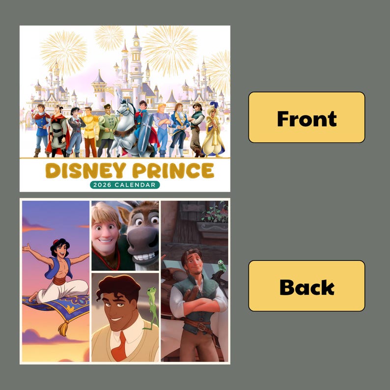 Disney Prince Calendar 2026, Fairy Tales Monthly Planner, Bedroom Decor ...