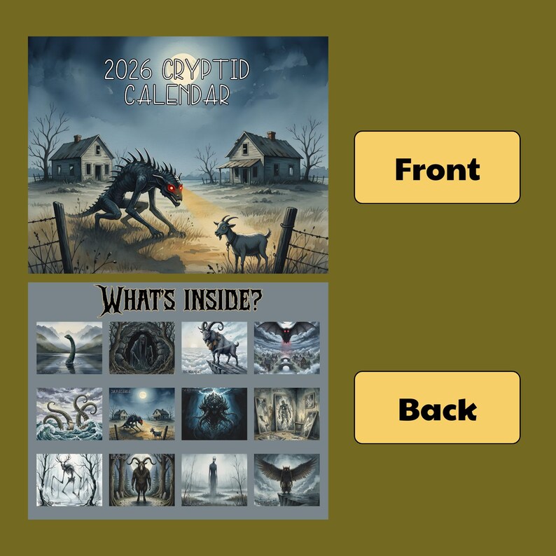 SCP Creature Calendar 2026, Paranormal Horror Art, Creepy Supernatural ...