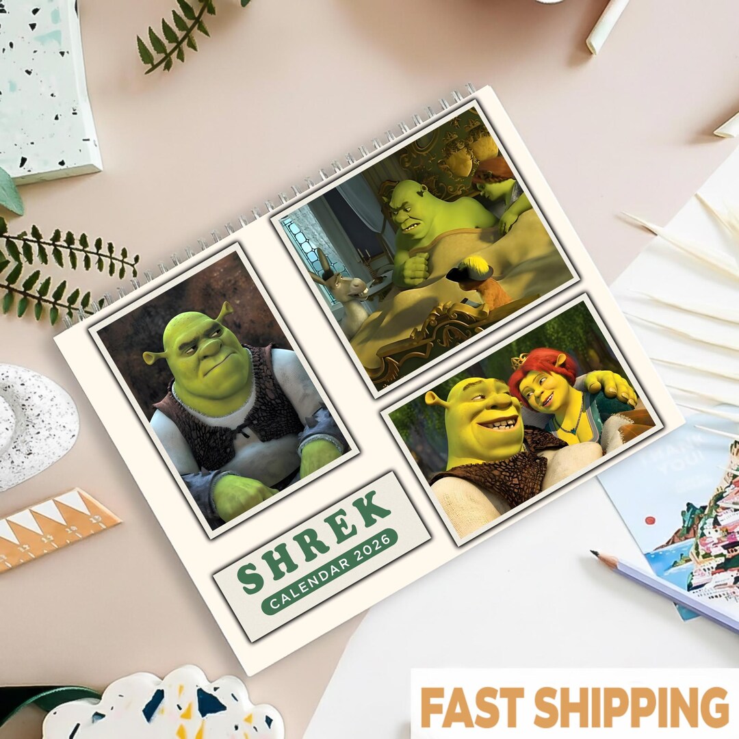 Pixar Shrek Wall Calendar 2026, Fairy Tales Monthly Planner, Bedroom ...