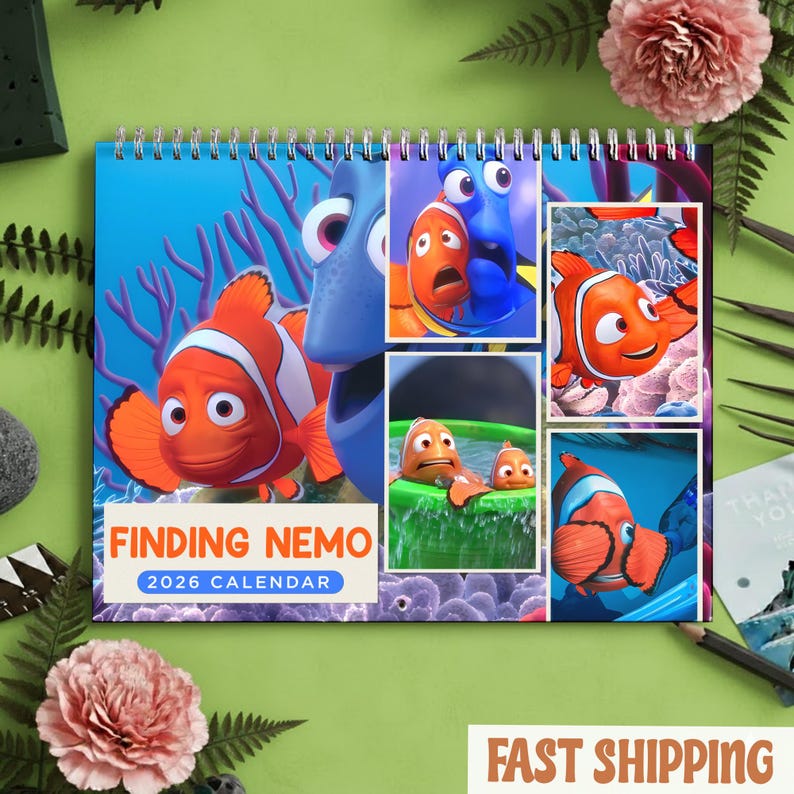 Finding Nemo 2026 Wall Calendar, Pixar Ocean Adventure Cartoon Art ...