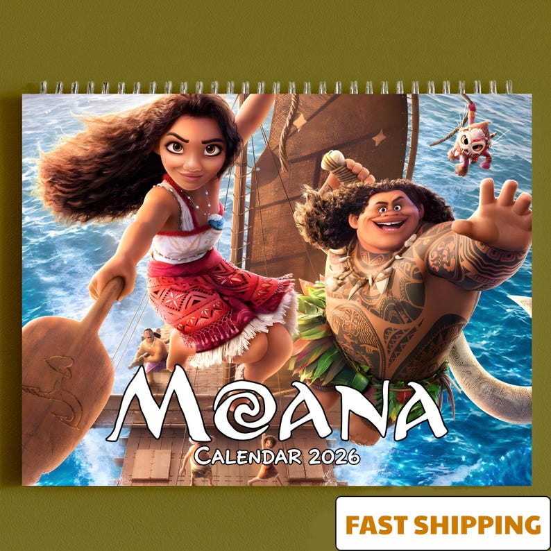Moana 2026 Wall Calendar, Disney Moana Ocean Adventure Art, Polynesian ...