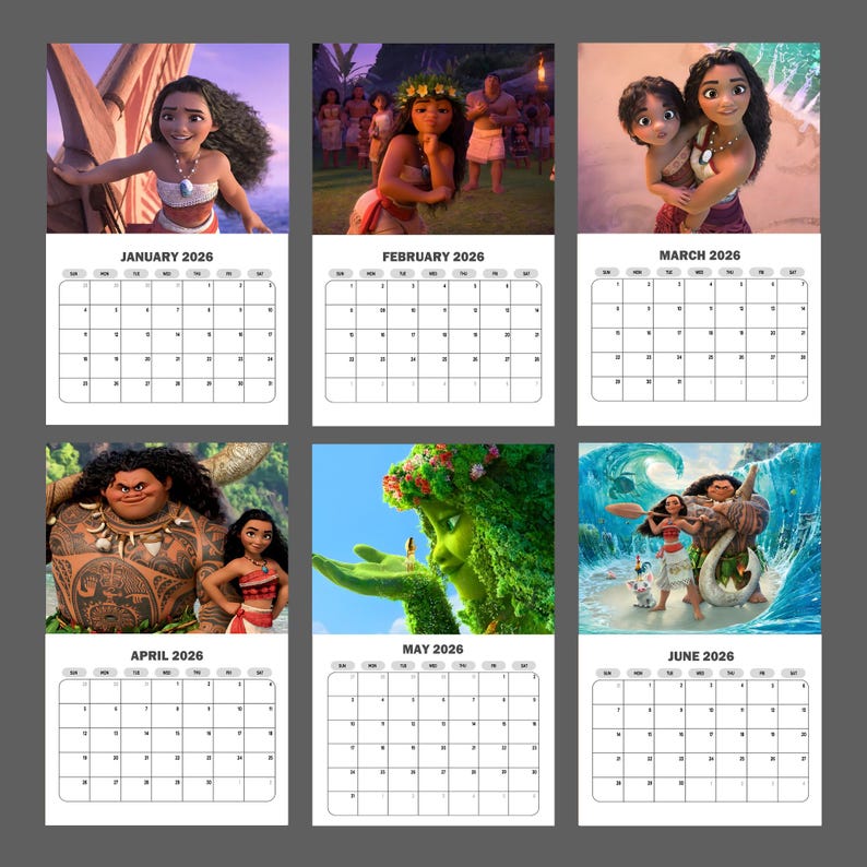 Moana 2026 Wall Calendar, Disney Moana Ocean Adventure Art, Polynesian ...