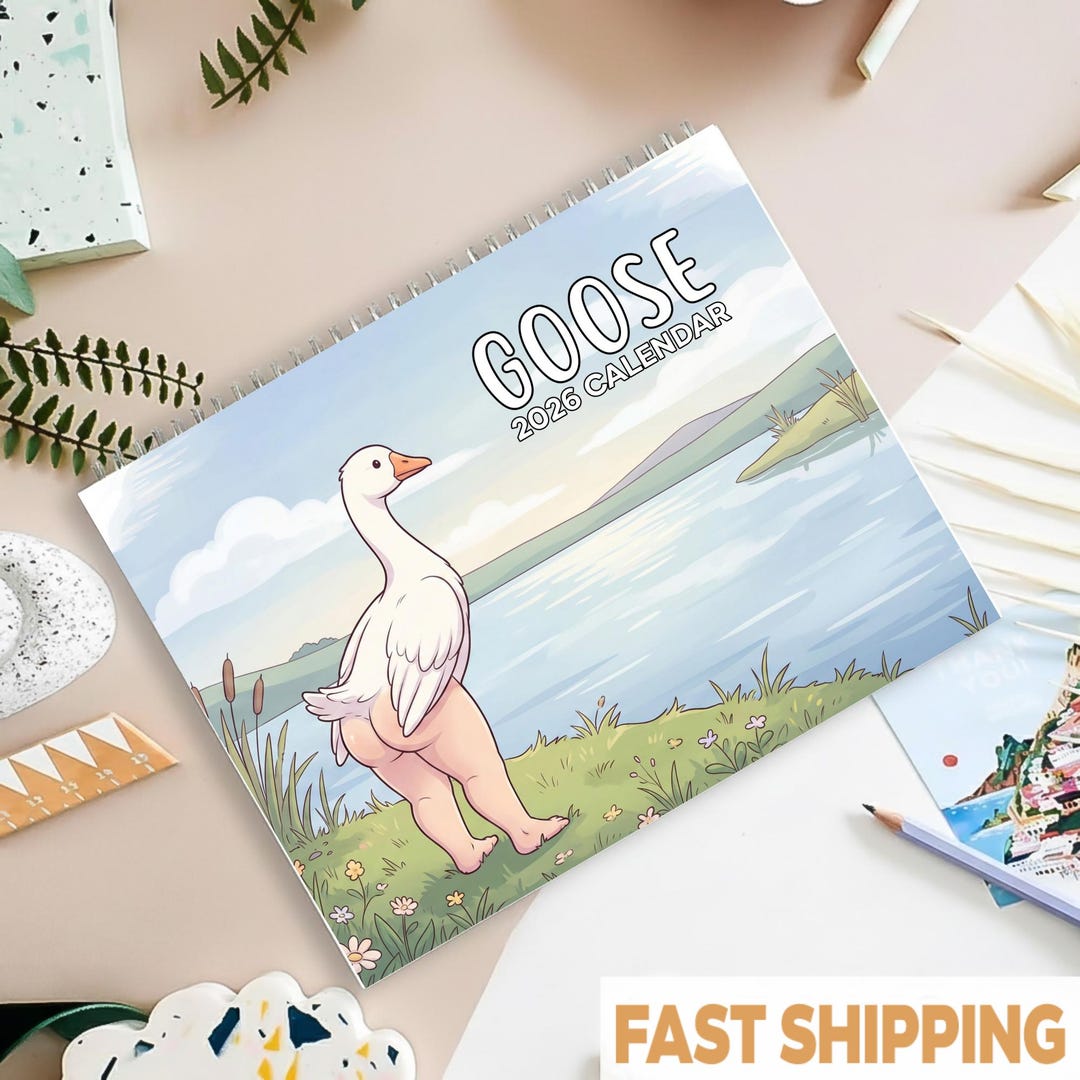 Accurate Goose Calendar 2026, Cute Goose Art, Cozy Animal Illustration ...