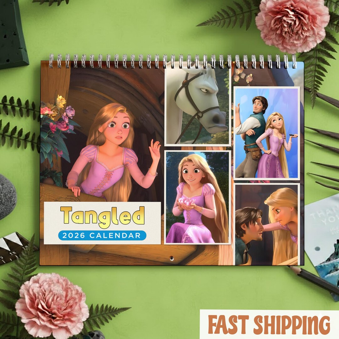 Rapunzel Princess 2026 Wall Calendar, Disney Tangled Fairytale Art ...