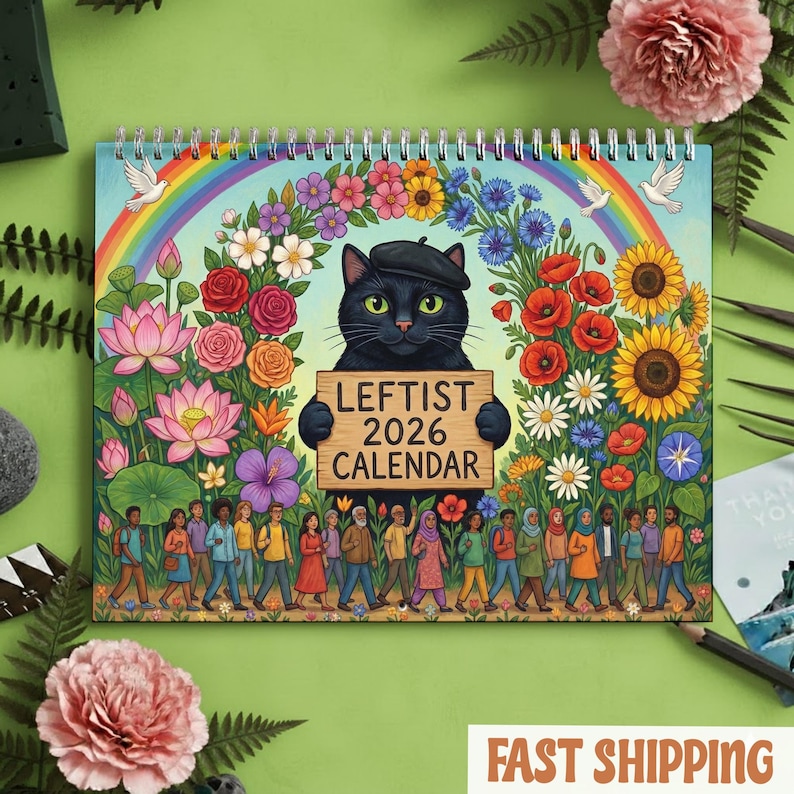 Leftist Cat Anti-donald Trump 2026 Wall Calendar, Political Satire Cat ...