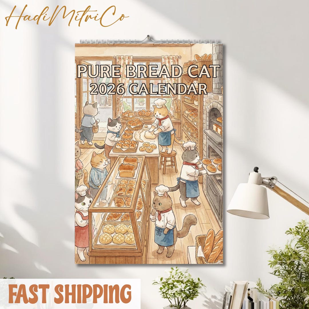 Pure Bread Cat A4 Wall Calendar 2026, Japanese Food Themed A3 Poster ...