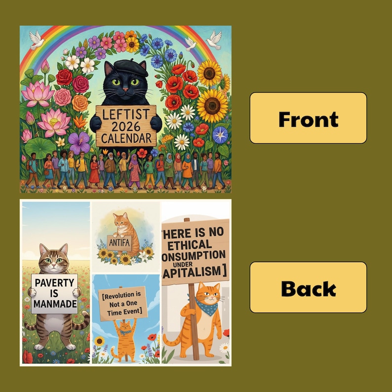 Leftist Cat Anti-donald Trump 2026 Wall Calendar, Political Satire Cat ...