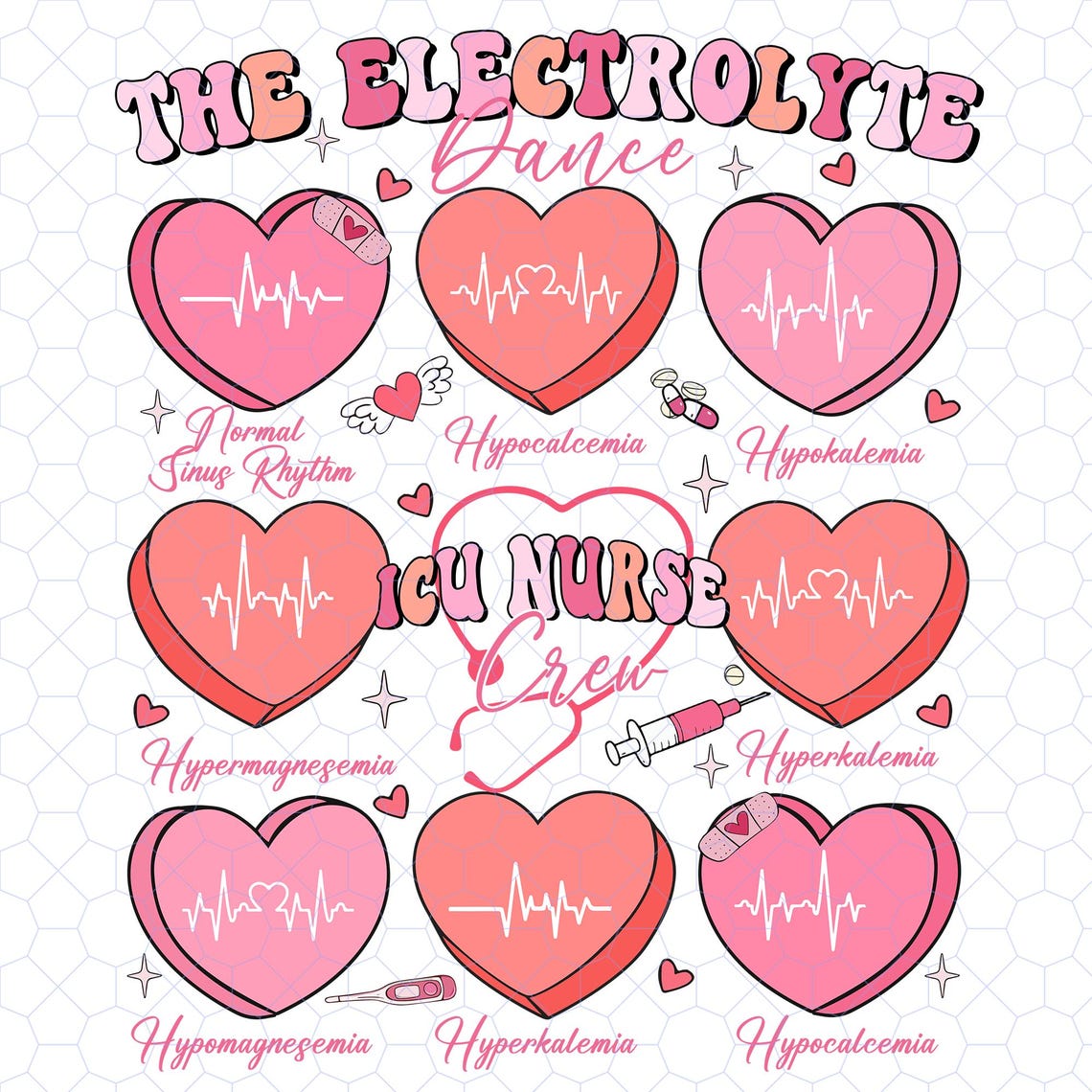 The Electrolyte Dance ICU Nurse Valentine Png, Retro Groovy Nurse ...
