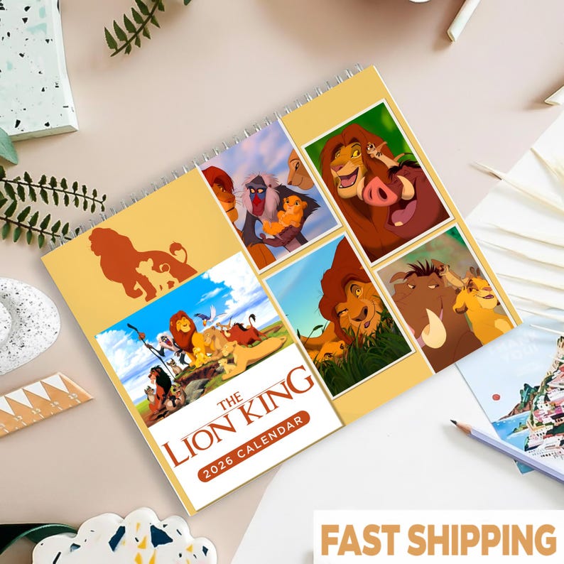 The Lion King 2026 Wall Calendar, Simba, Mufasa, Timon & Pumbaa, Disney ...
