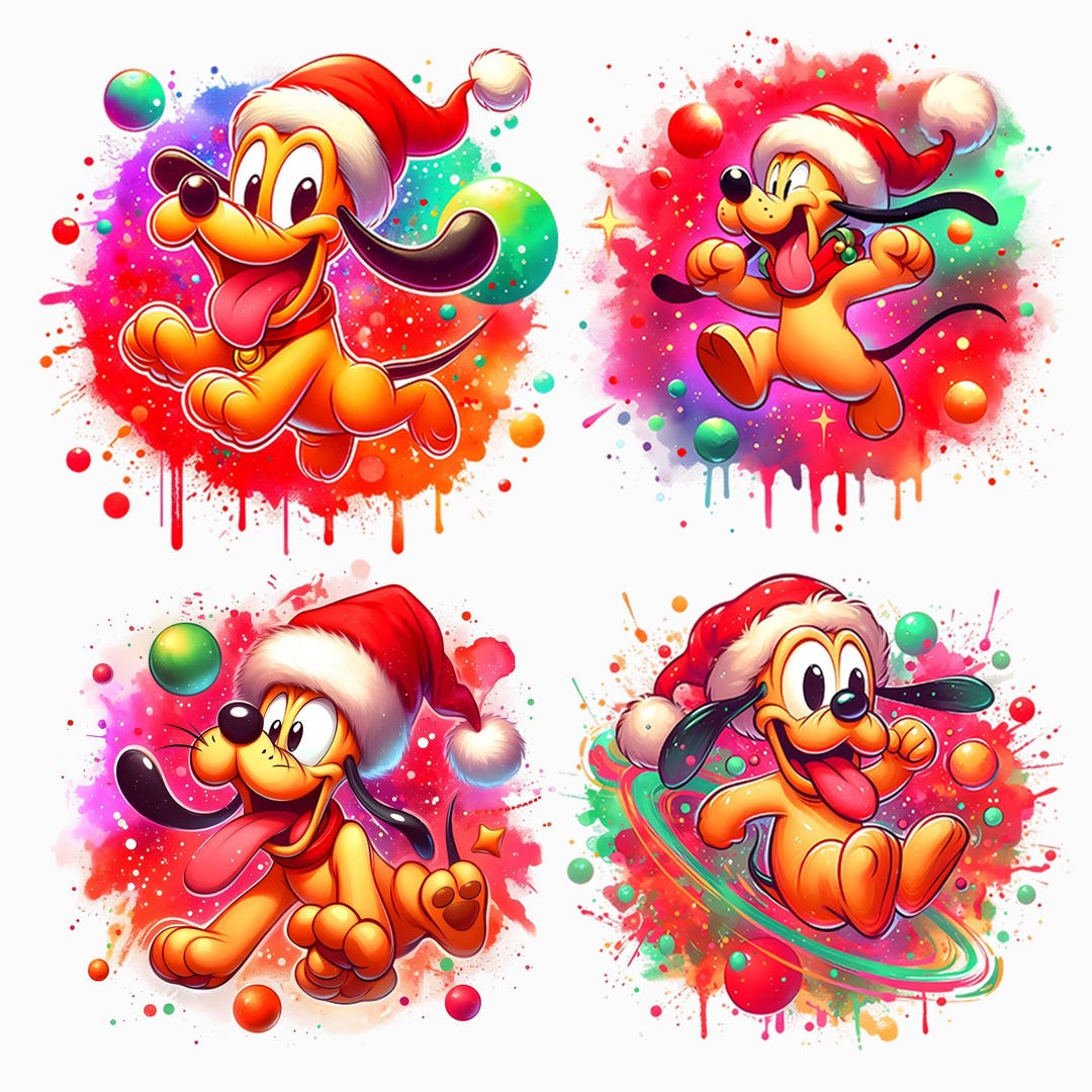Colorful Pluto Clipart Christmas Bundle, Pluto Splash Watercolor ...