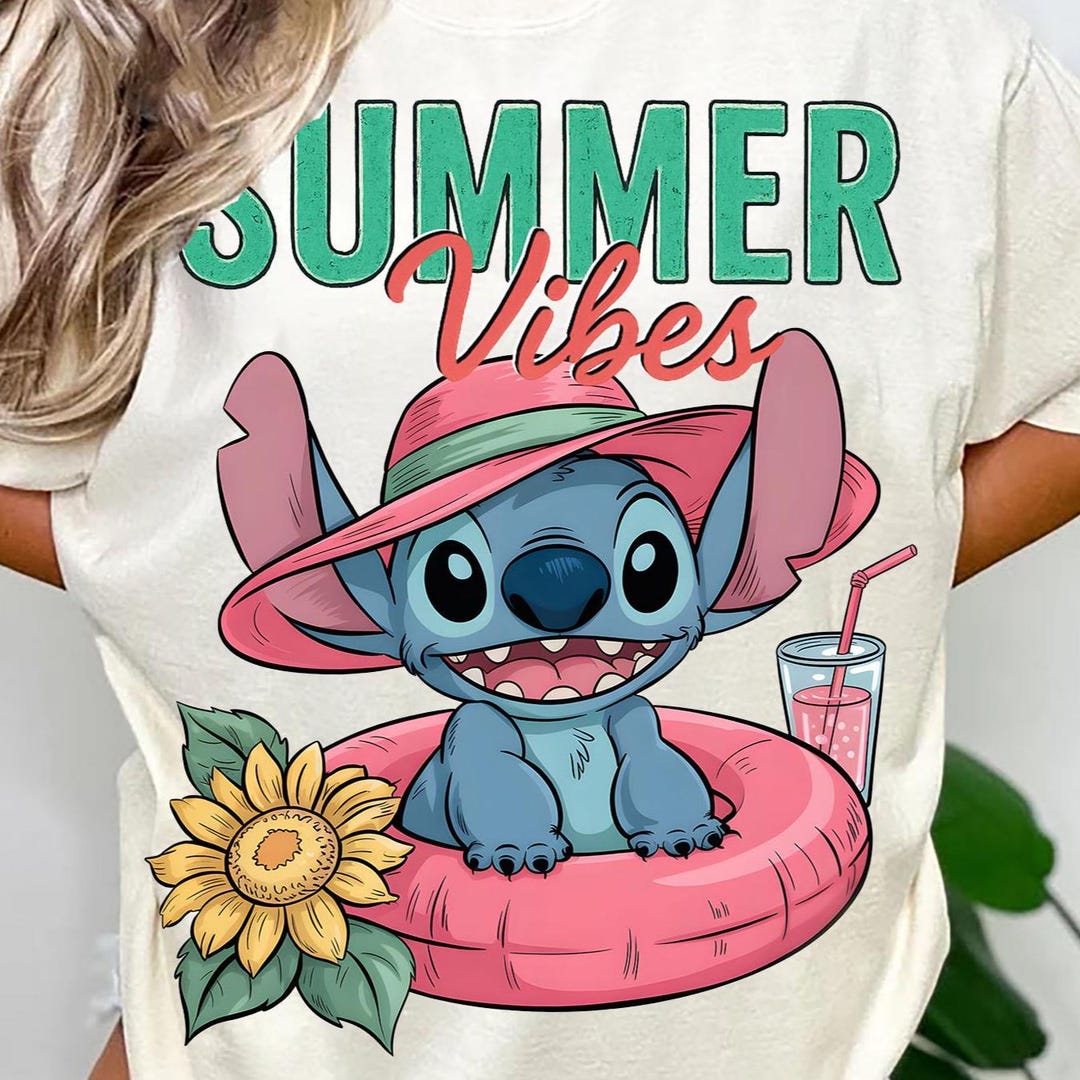 Summer Vibes Png, Funny Stitch on Beach Png, Lio and Stitch Design Png ...
