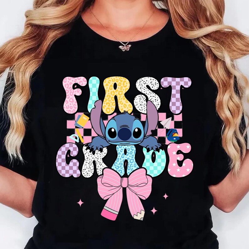 Stitch Back to School PNG Bundle, Cartoon First Day of School Design ...