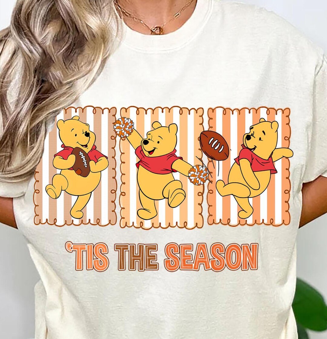Winnie the Pooh Fall PNG, Tis the Season Football Sublimation Design ...
