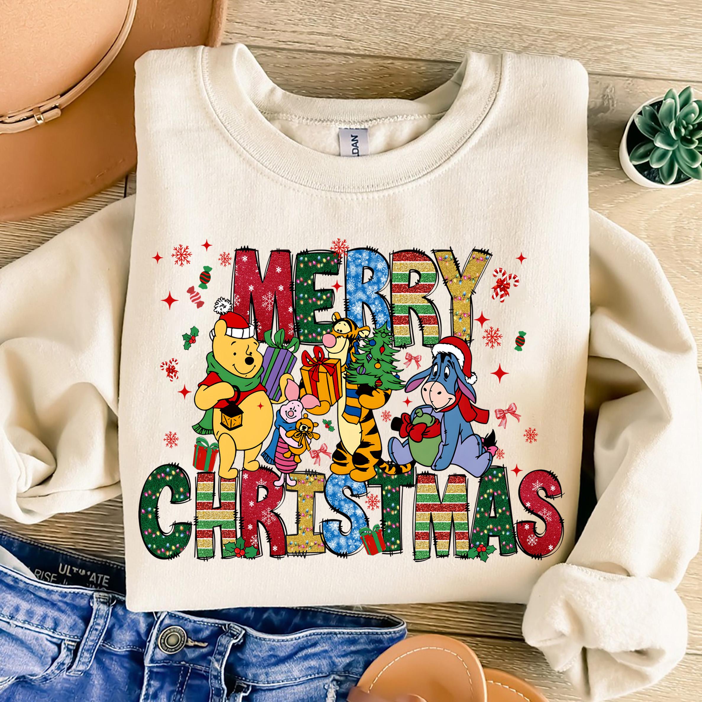 Retro Winnie the Pooh Christmas Png, Pooh Christmas Png, Holiday ...