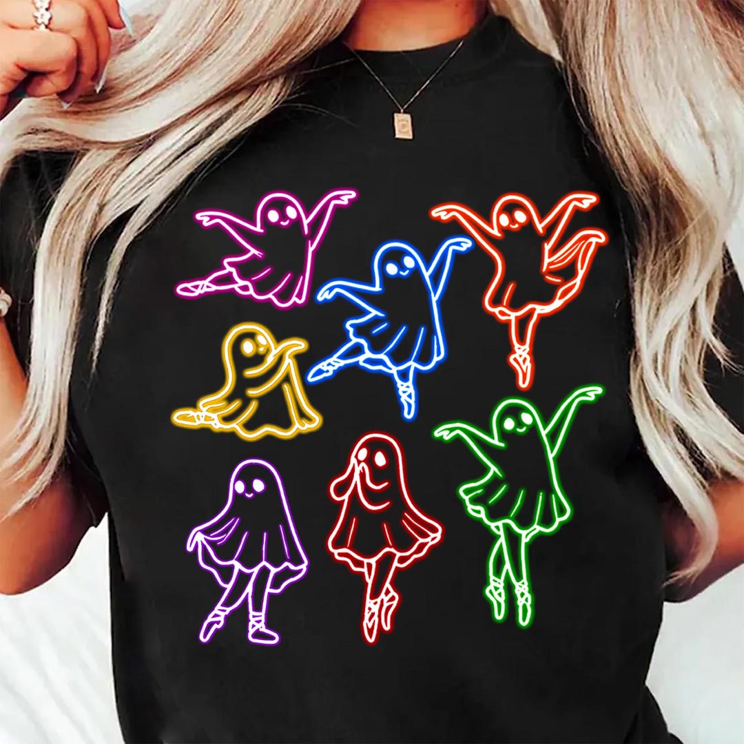 Kute Ballet Ghost Neon Png, Ballet Dancer Boo Png, Spooky Dance Teacher ...