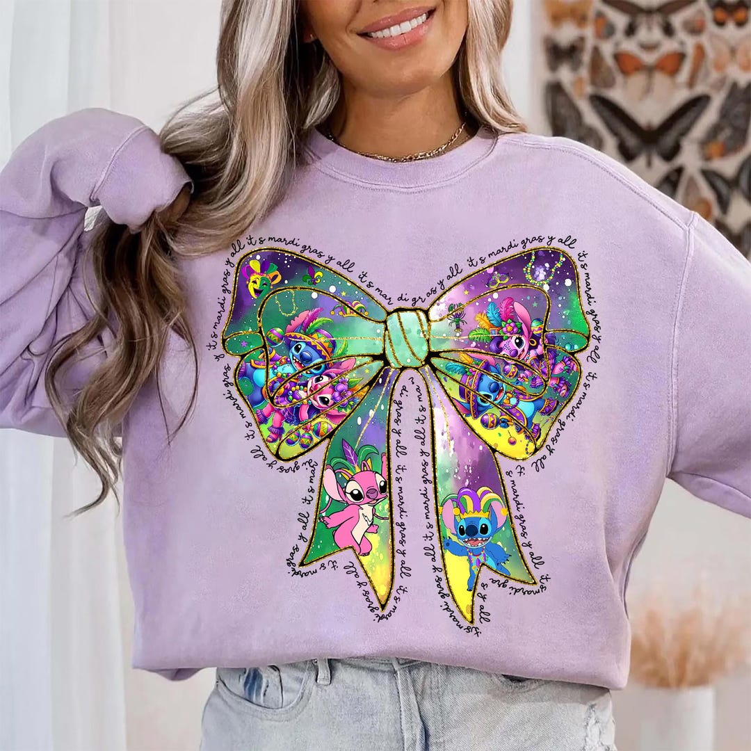 Retro Stitch Coquette Mardi Gras Png, Glitter Mardi Gras Png, Lio and ...