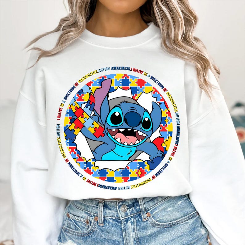 Autism Stitch Bundle Png, Cartoon Autism Puzzle Png, Autism Blue ...