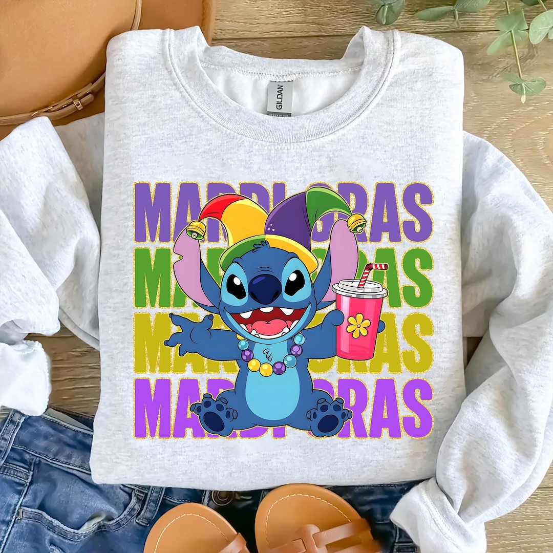 Retro Stitch Mardi Gras Png, Glitter Mardi Gras Png, Lio and Stitch ...