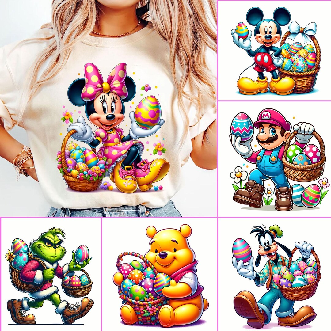 Cute Cartoon Character Easter Day Bundle Png, Mouse and Friends Easter ...