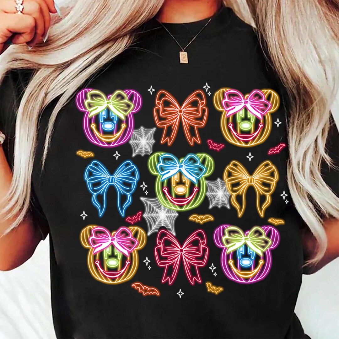 Minnie Mouse Coquette Bow Neon Png, Coquette Halloween Png, Cute Mouse ...