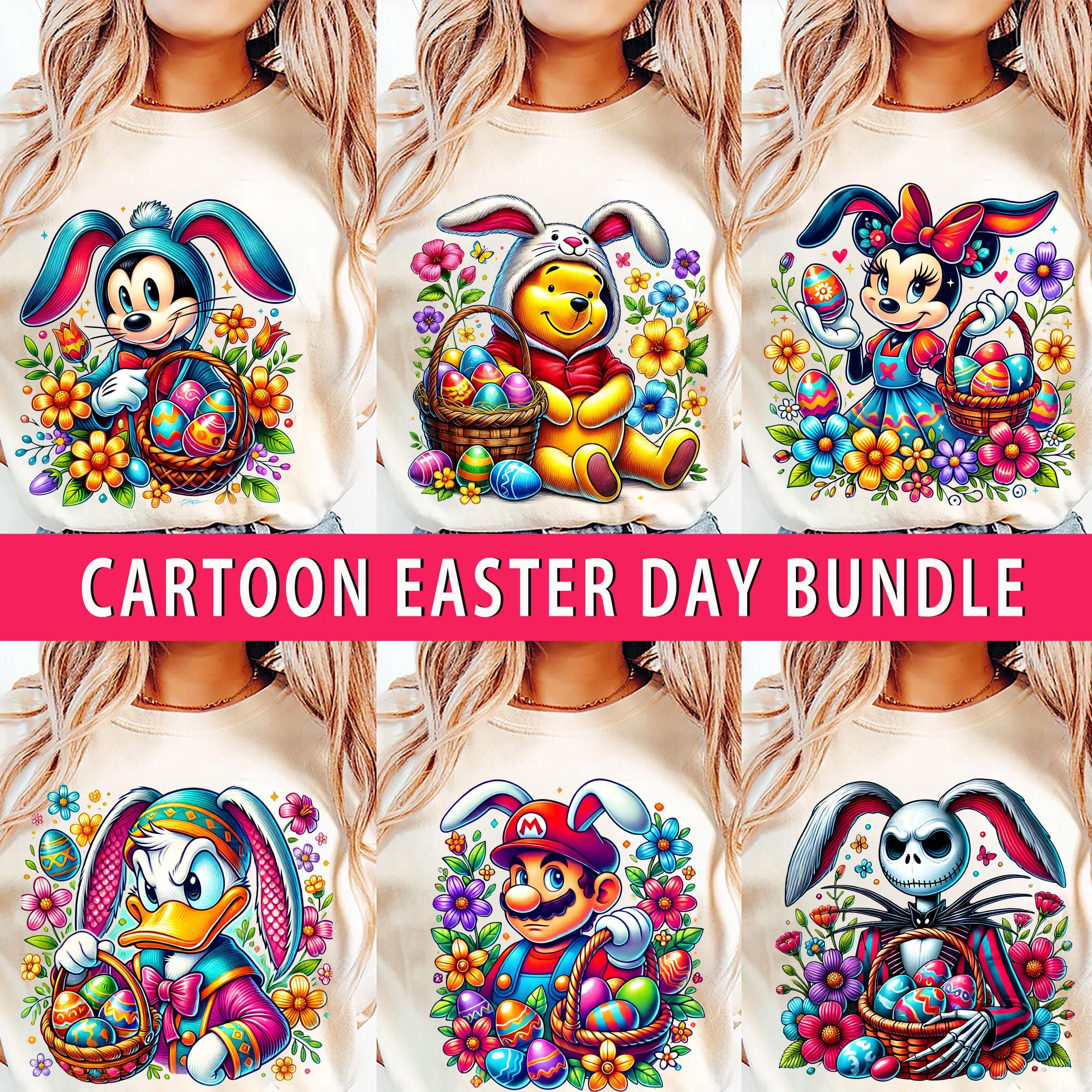 Cartoon Easter Day Bundle Png, Cartoon Princesses Easter Day Png ...